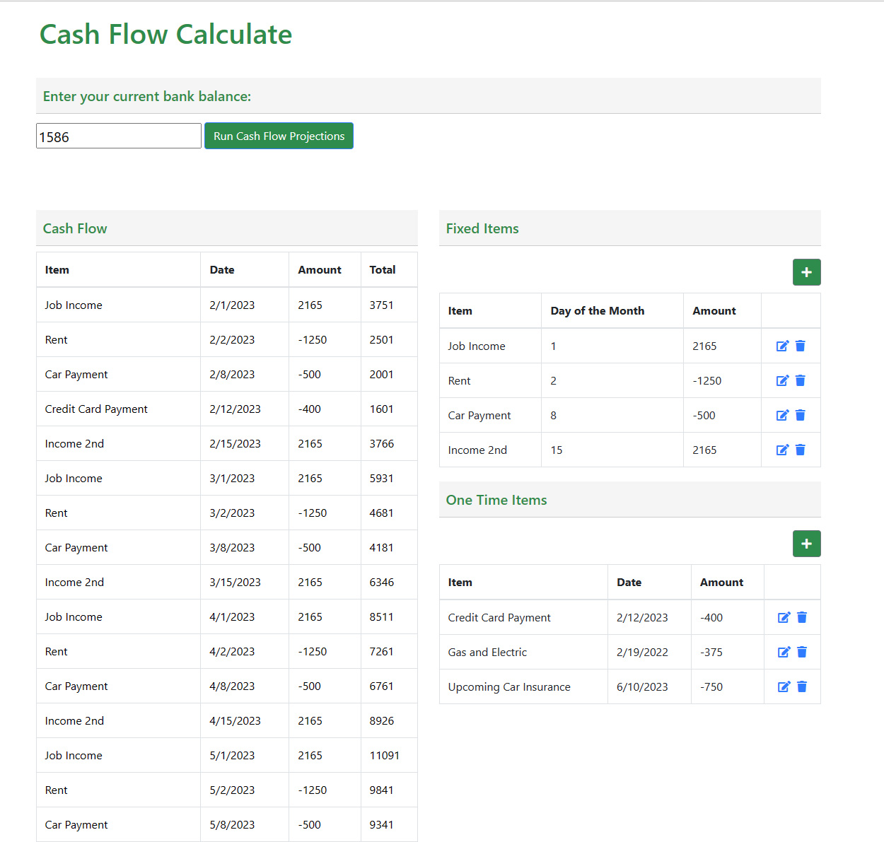 Cash Calculate